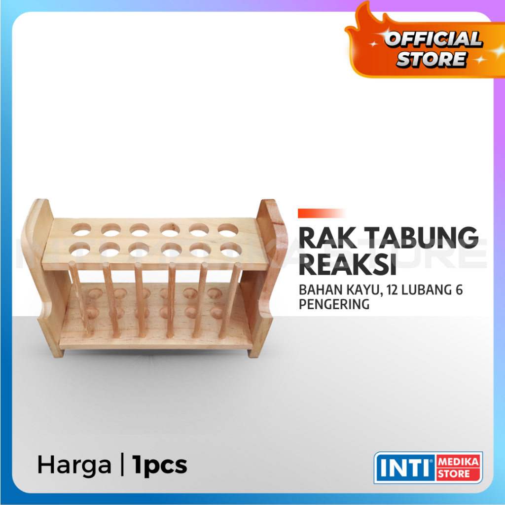 Jual Rak Kayu Tabung Reaksi Laboratorium 12 Lubang 6 Pengering | Shopee ...