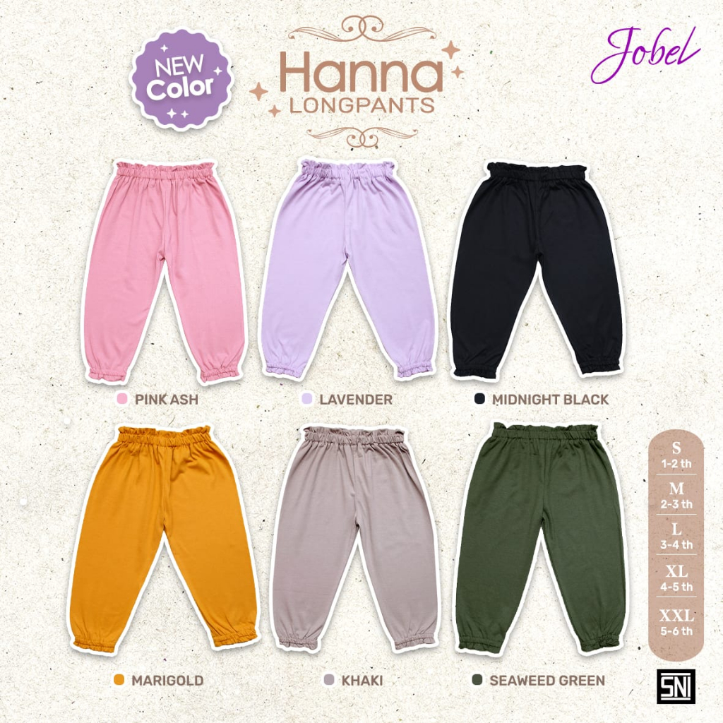 Jual NEW COLOUR ZEBE Hanna Longpants 6-9 Tahun Celana Panjang Adem Fashion Anak Perempuan ...