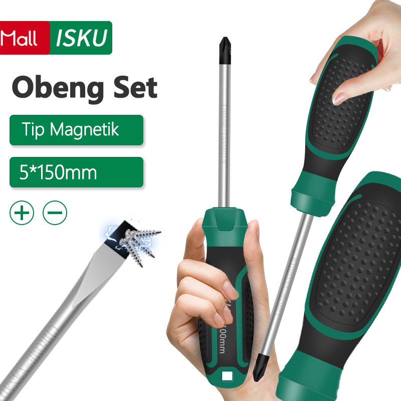 Jual ISKU Obeng Set Screwdriver Sets /Obeng Plus Minus Magnet 2-in-1 ...