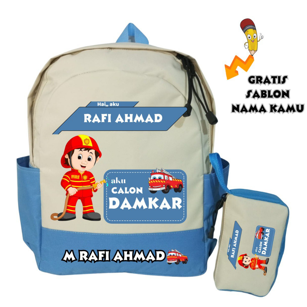 Jual Sheku Tas Anak Lokal Damkar Untuk TK-SD Gratis Request Nama + Cita ...