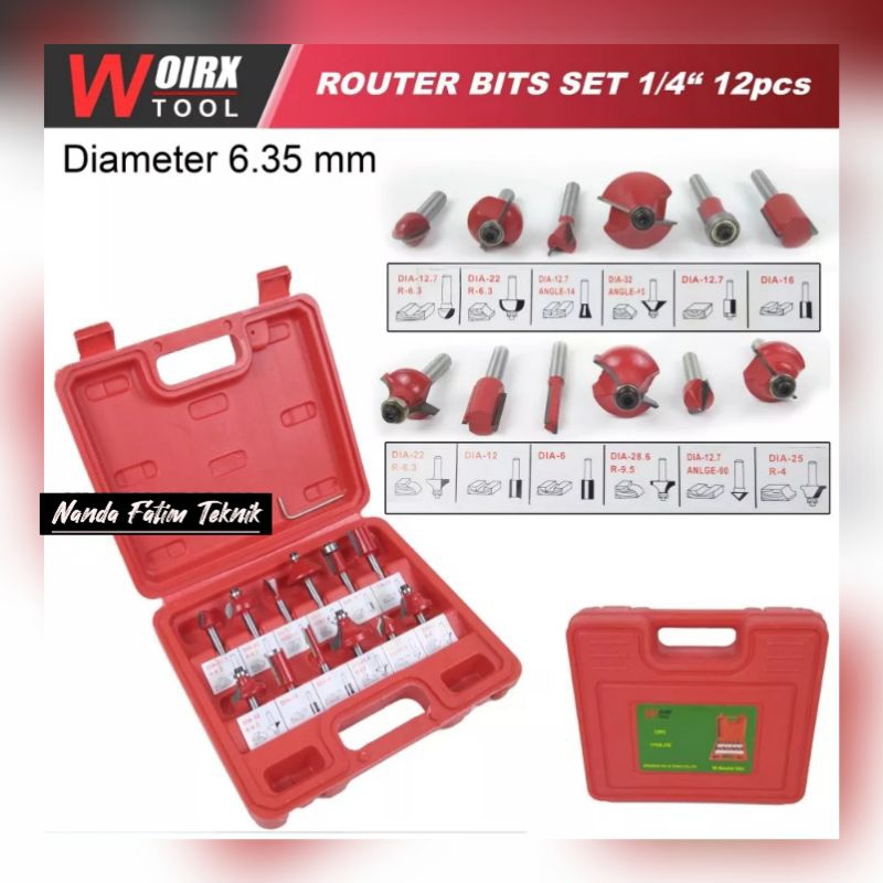Jual Mata Router set mata profil mata trimmer set router bit set 12 pcs ...