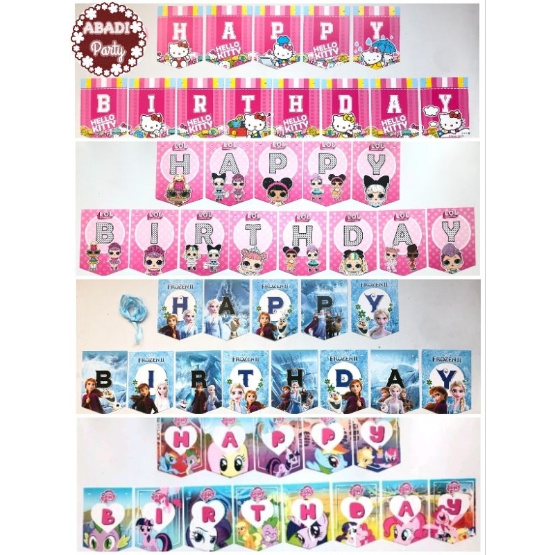 Jual Rangkaian HBD Segi5 Karakter / Banner HBD Kertas Hello Kitty ...