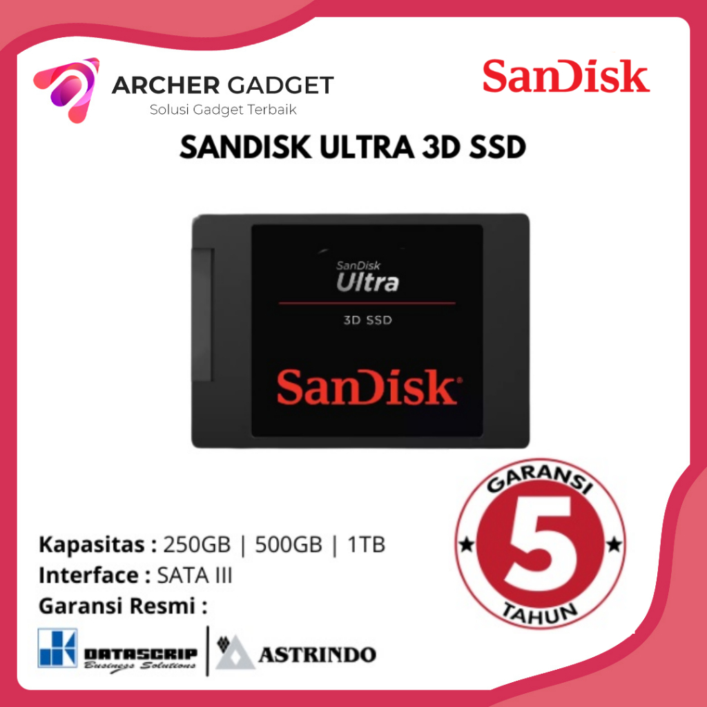 Jual SSD Internal PC Komputer SanDisk 250GB 500GB 1TB | Ultra 3D ...