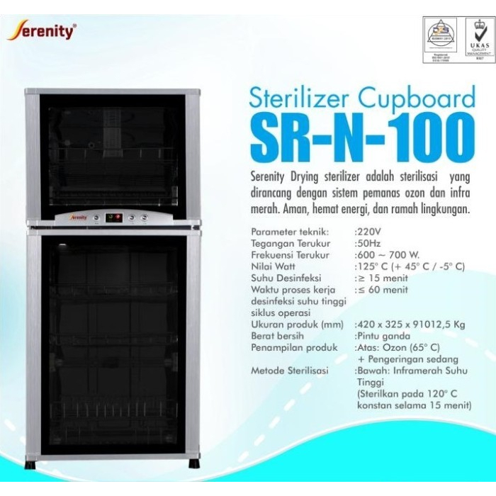 Jual Sterilisator Serenity 2 Pintu SR-N-100 | Sterilisator Kering Merk Serenity SR-N-100 ...