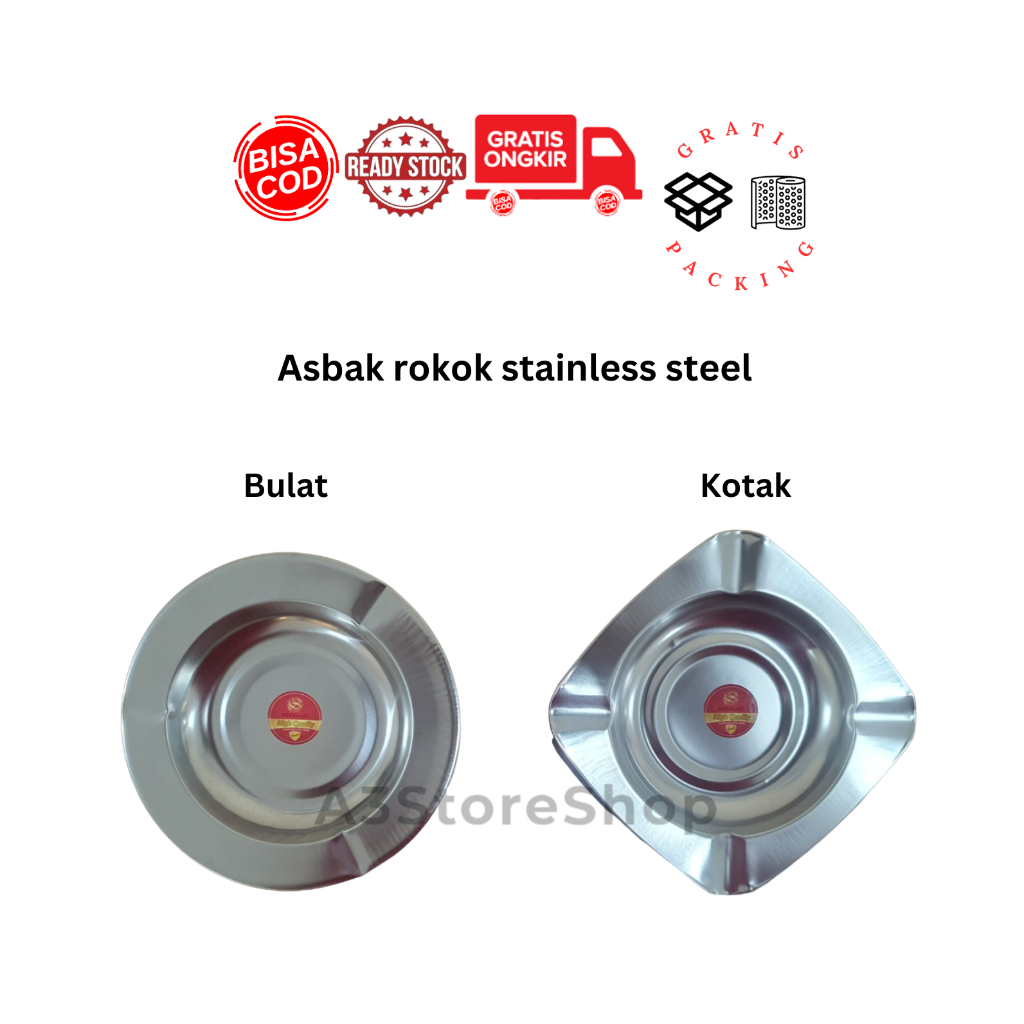 Jual Asbak rokok stainless steel bulat dan kotak tempat abu rokok bisa ...