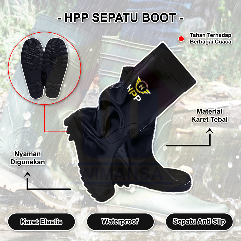 Jual HPP SEPATU BOOT HITAM - SEPATU BOOT KARET | Shopee Indonesia