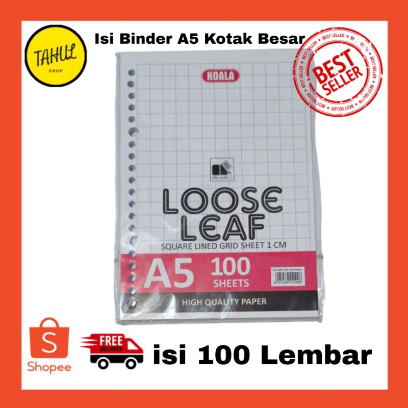 Jual ISI BINDER KOTAK BESAR A5 ISI 100 LEMBAR / LOOSE LEAF GRID / PETAK ...