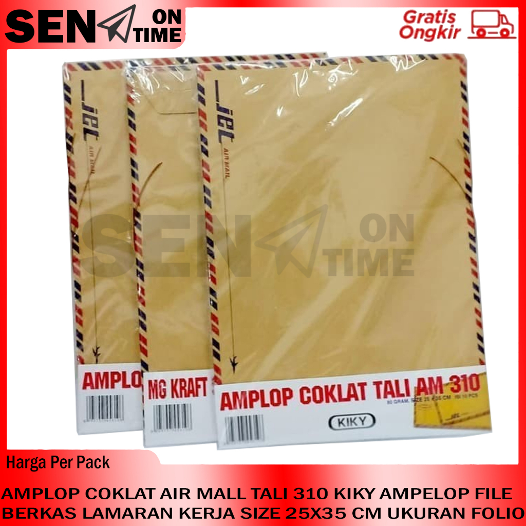 Jual KKY Airmail Amplop Cokelat Bergaris AM 310 Polio Double Folio Map ...