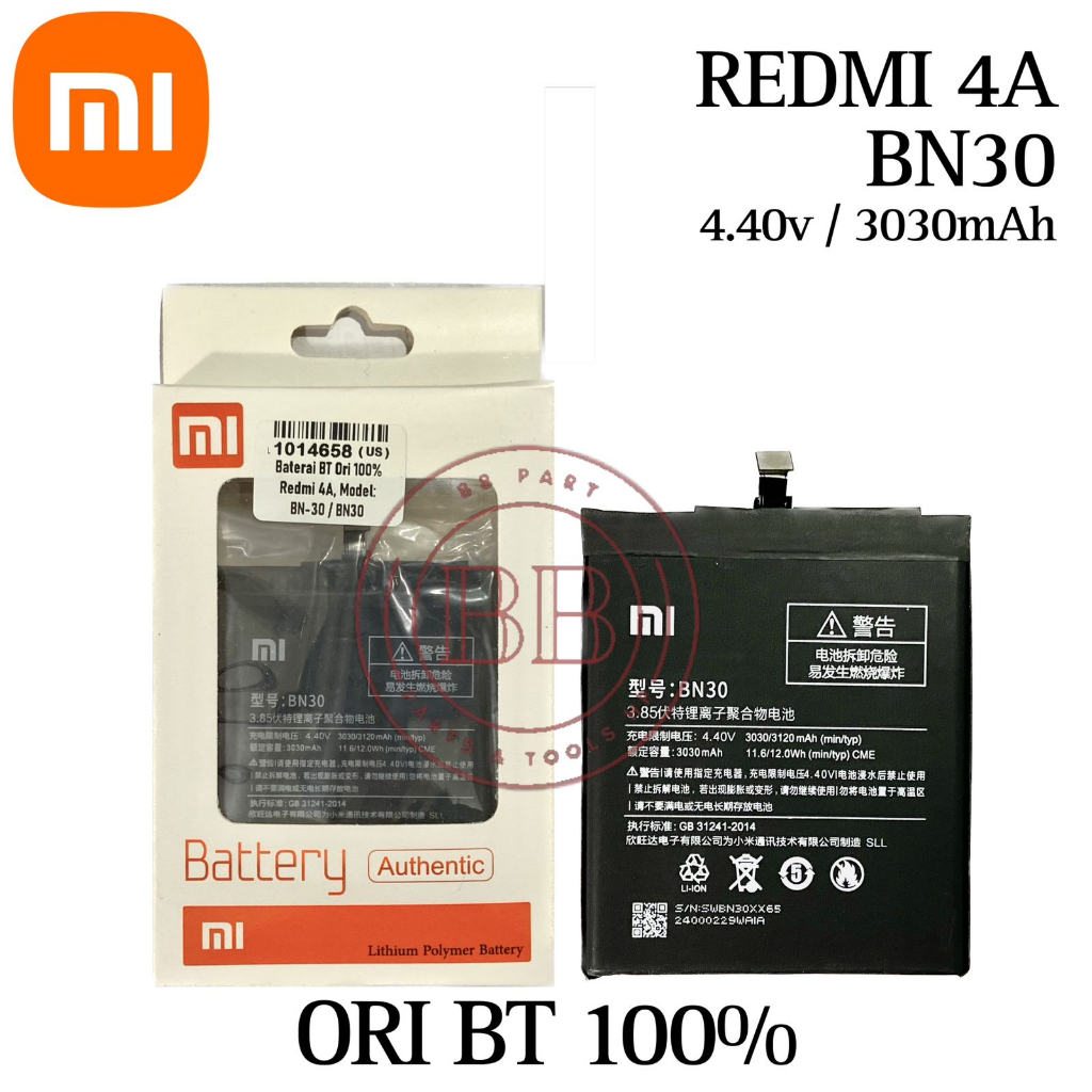 Jual Baterai Original 100% BT - BN-30 / BN30 / Xiaomi Redmi 4A / 2016117 - Batu Batre Batrai ...
