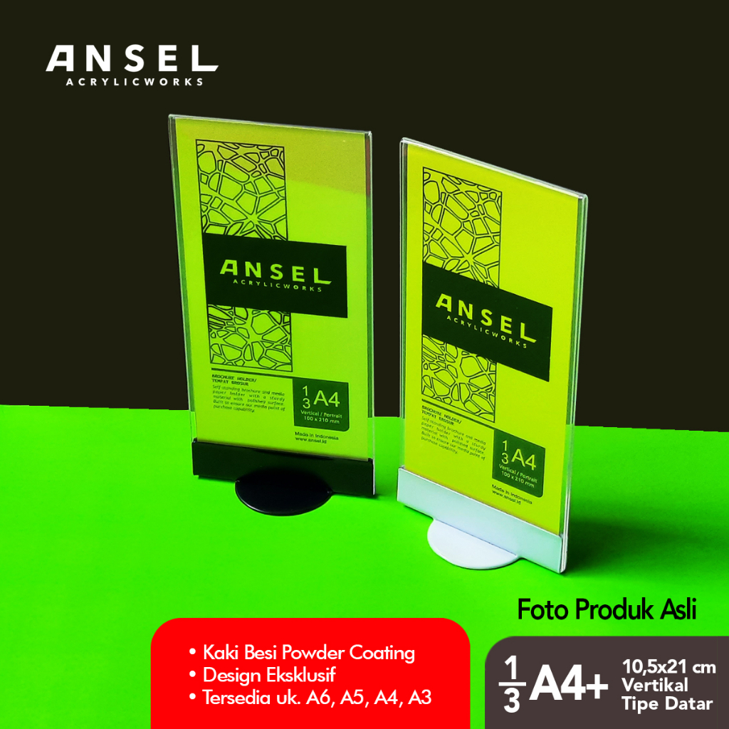 Jual ANSEL NORE Tent Card Akrilik Besi / Datar 1/3 A4+ Vertikal 10 ...