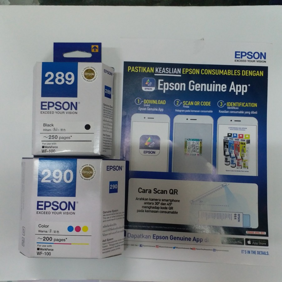 Jual CARTRIDGE EPSON 289 BLACK / 290 COLOR ORIGINAL 100% - Hitam ...