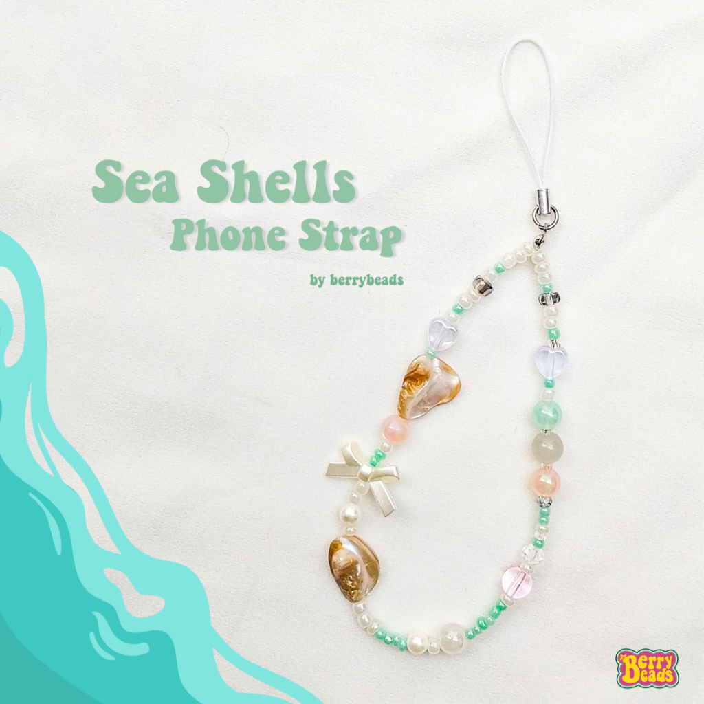 Jual Phone Strap / beaded strap / sea shells phone strap phone ...