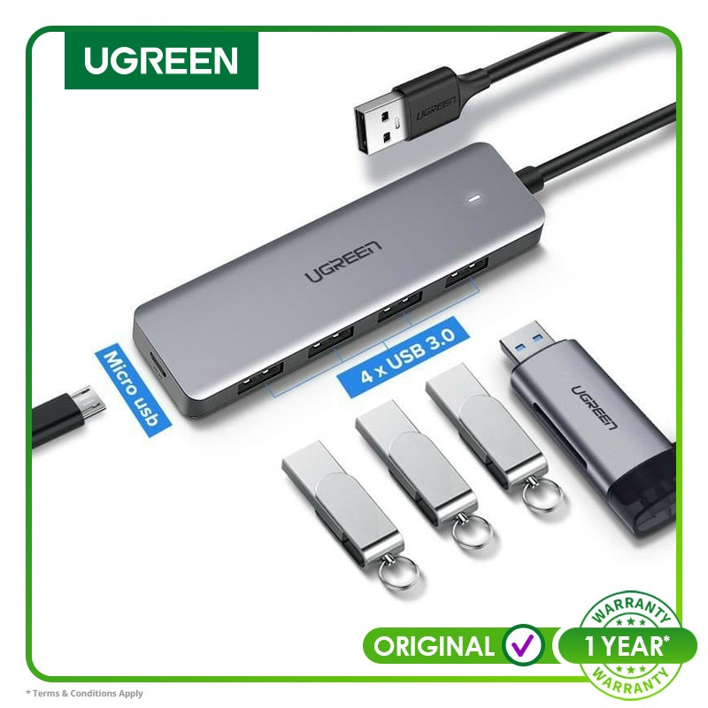 Jual USB HUB 4 PORT USB A 3.0 To 4 Port Hub with Type C Power Supply UGREEN 50985 Original ...