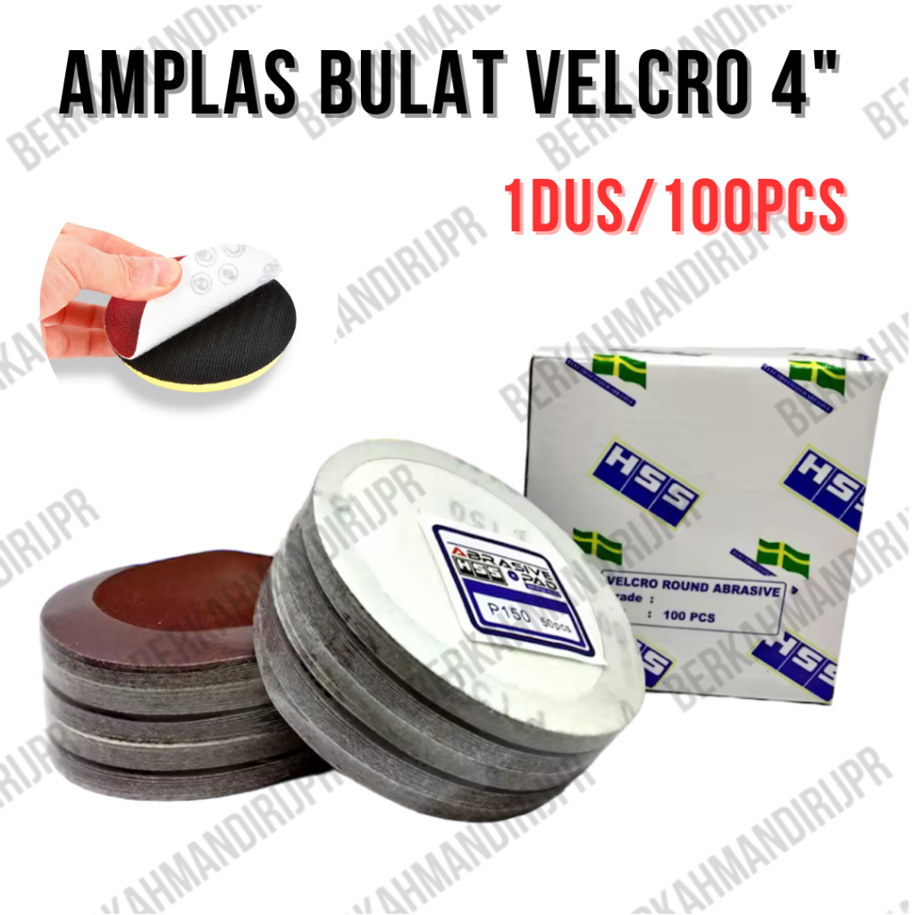 Jual 1DUS/100PCS Amplas Bulat Velcro Disc 4 Inch Grit 60 80 100 120 150 ...