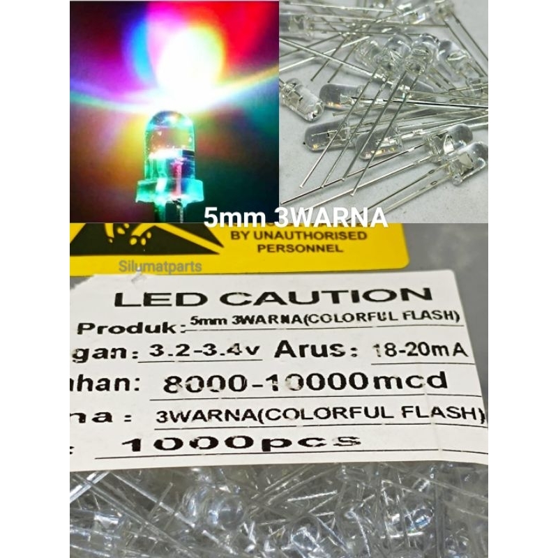 Jual 10pcs LED 5mm Putih Nyala 3 Warna / LED Putih RGB 5mm / Lampu ...