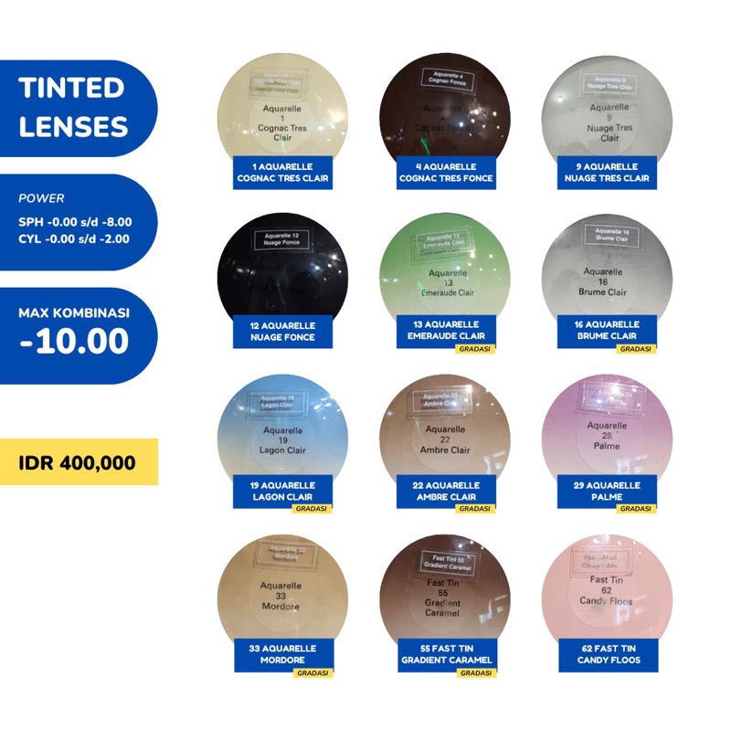 Jual Lensa Kacamata Minus Plus Silinder - CR 39 Color High | Shopee ...