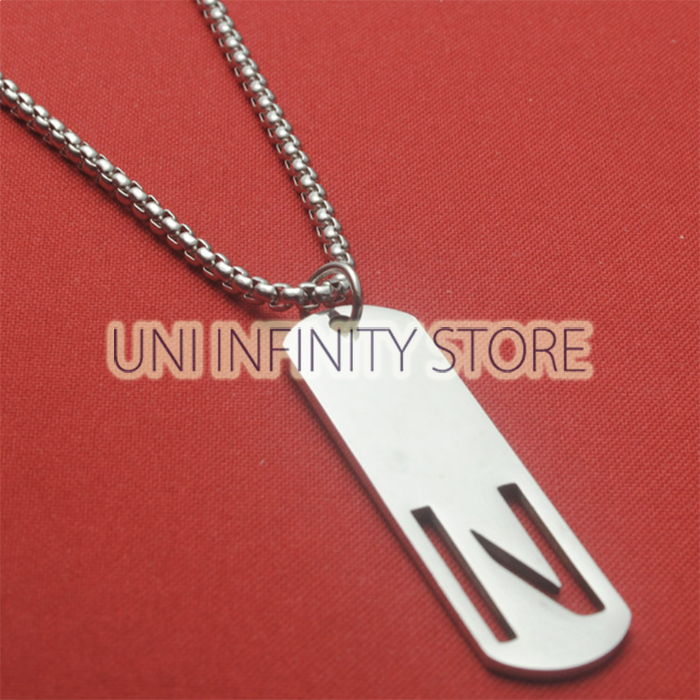 Jual JWNE0617 Kalung Pelat Nama Tentara Inisial Huruf Perak Krom Polos ...