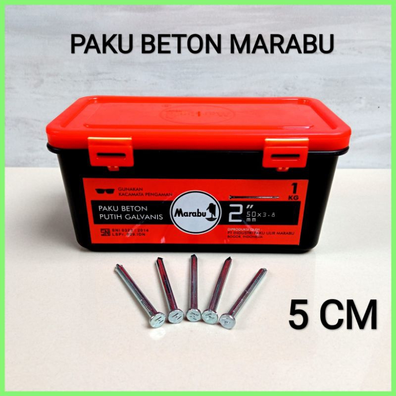 Jual Paku Beton , Paku Tembok MARABU 5 CM Per ( 5 pcs ) Putih Galvanis ...