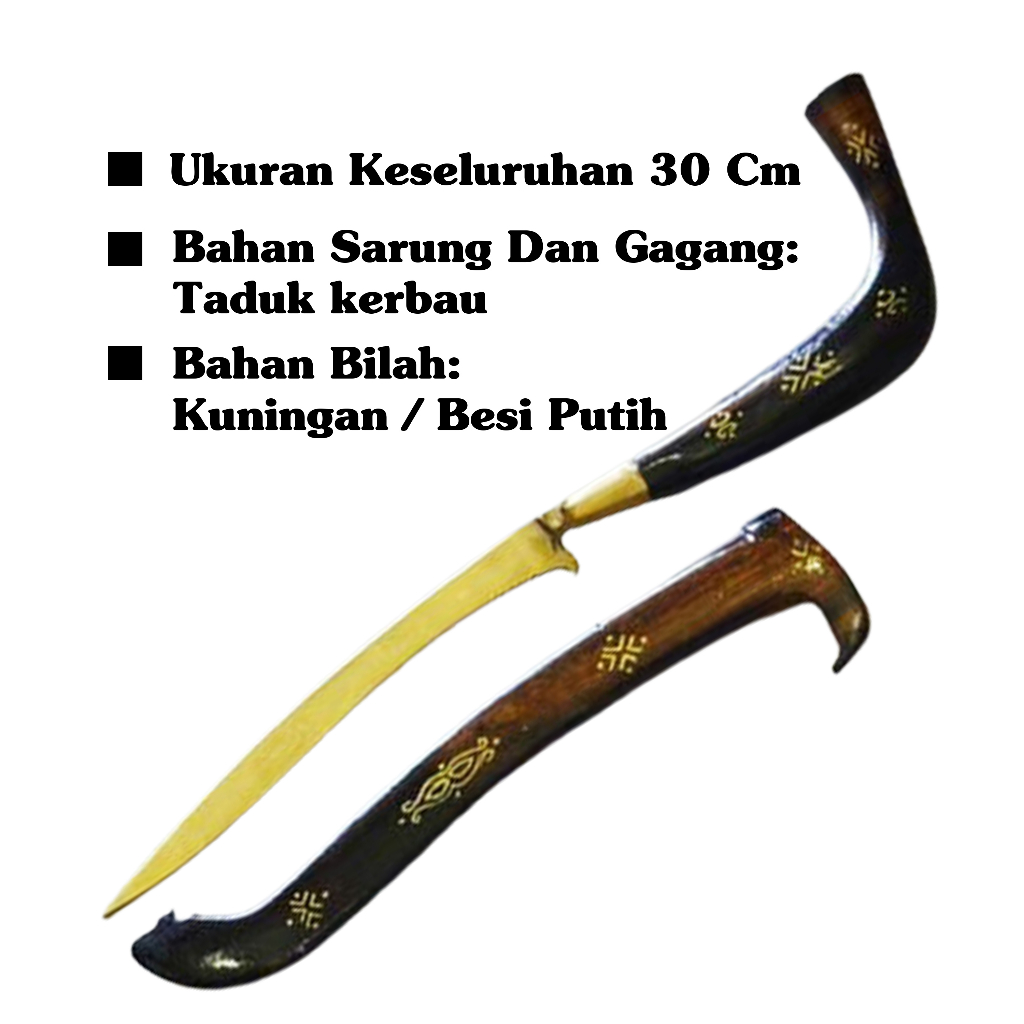 Jual Rencong Aceh Ukuran 30 Cm Bilah Kuningan Gagang Tanduk Kerbau ...