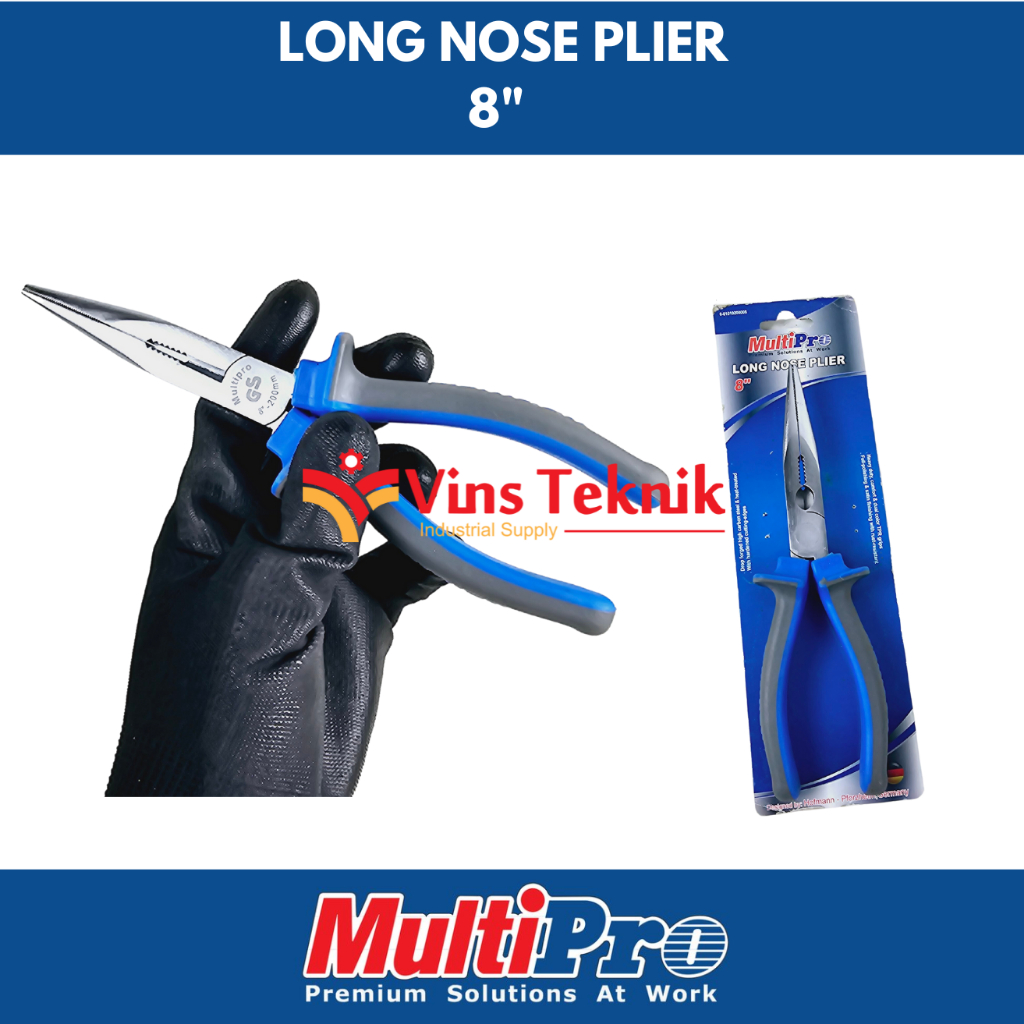 Jual Tang Lancip 8 inch Long Nose Pliers 8inch Tang Panjang MULTIPRO ...