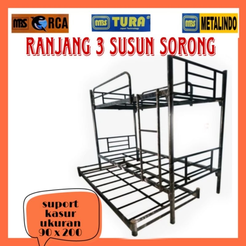 Jual Ranjang Besi 3 Susun MBS Bunk Bed Ranjang Kuat Tempat Tidur ...