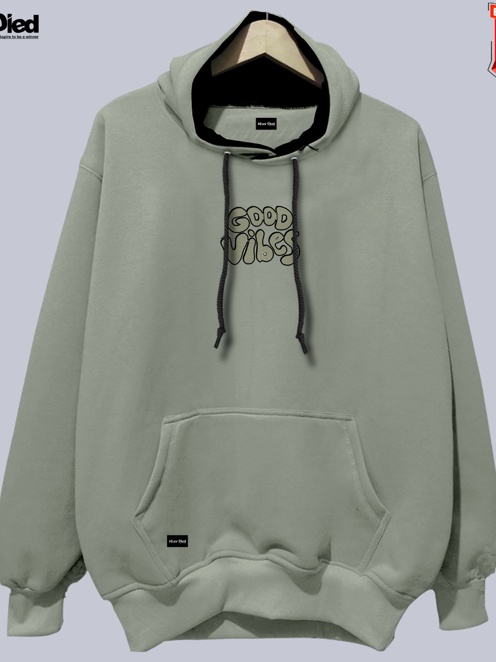 Jual Hoodie Pria Distro Warna Olive Good Vibes Tebal Size M L XL XXL ...