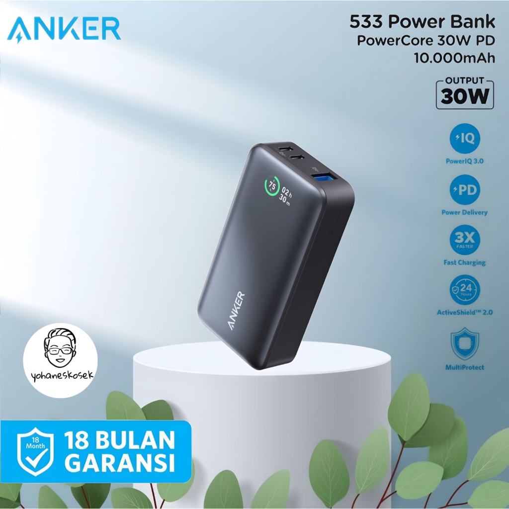 Jual Anker 533 Powerbank 10000mah Powercore 30w 25w Pd Pps 3 Port