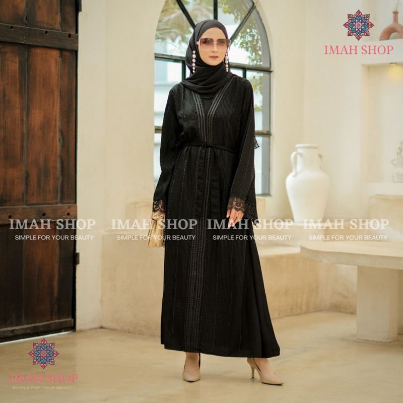 Jual Abaya Hitam Turkey Gamis Syari Muslimah Bahan Jetblack Hitam Kombinasi Renda Imah Shop ...