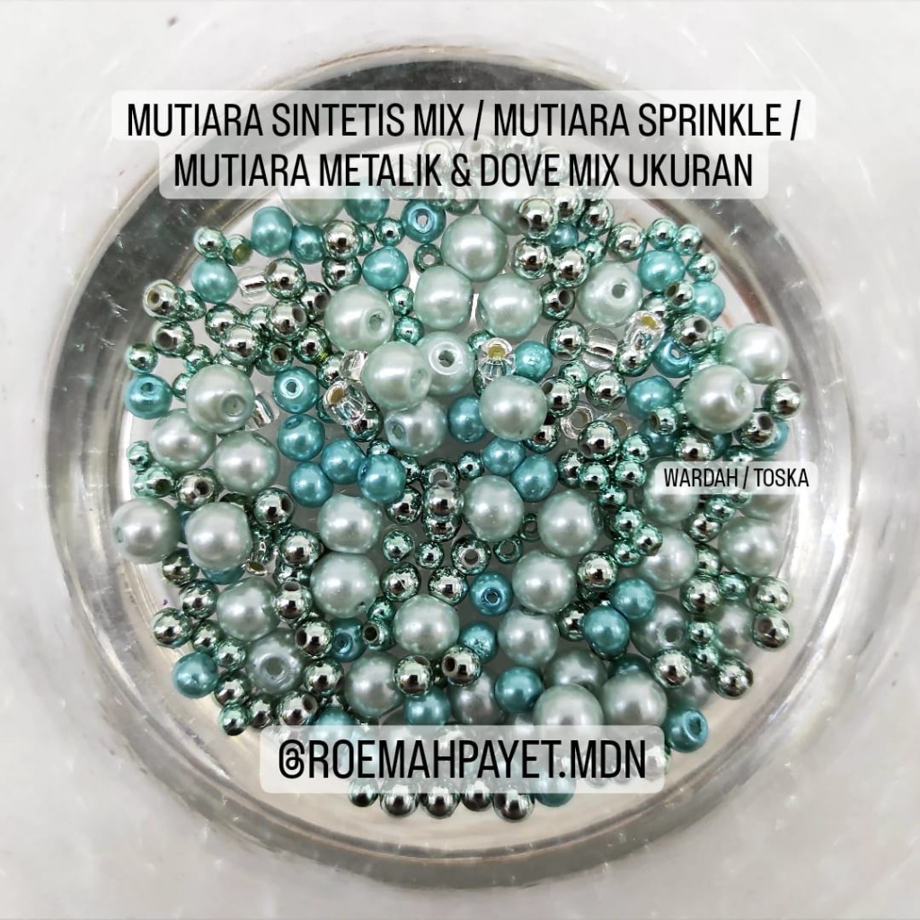 Jual ±50 GRAM / ±500 BUTIR MUTIARA SINTETIS MIX / MUTIARA KACA ...