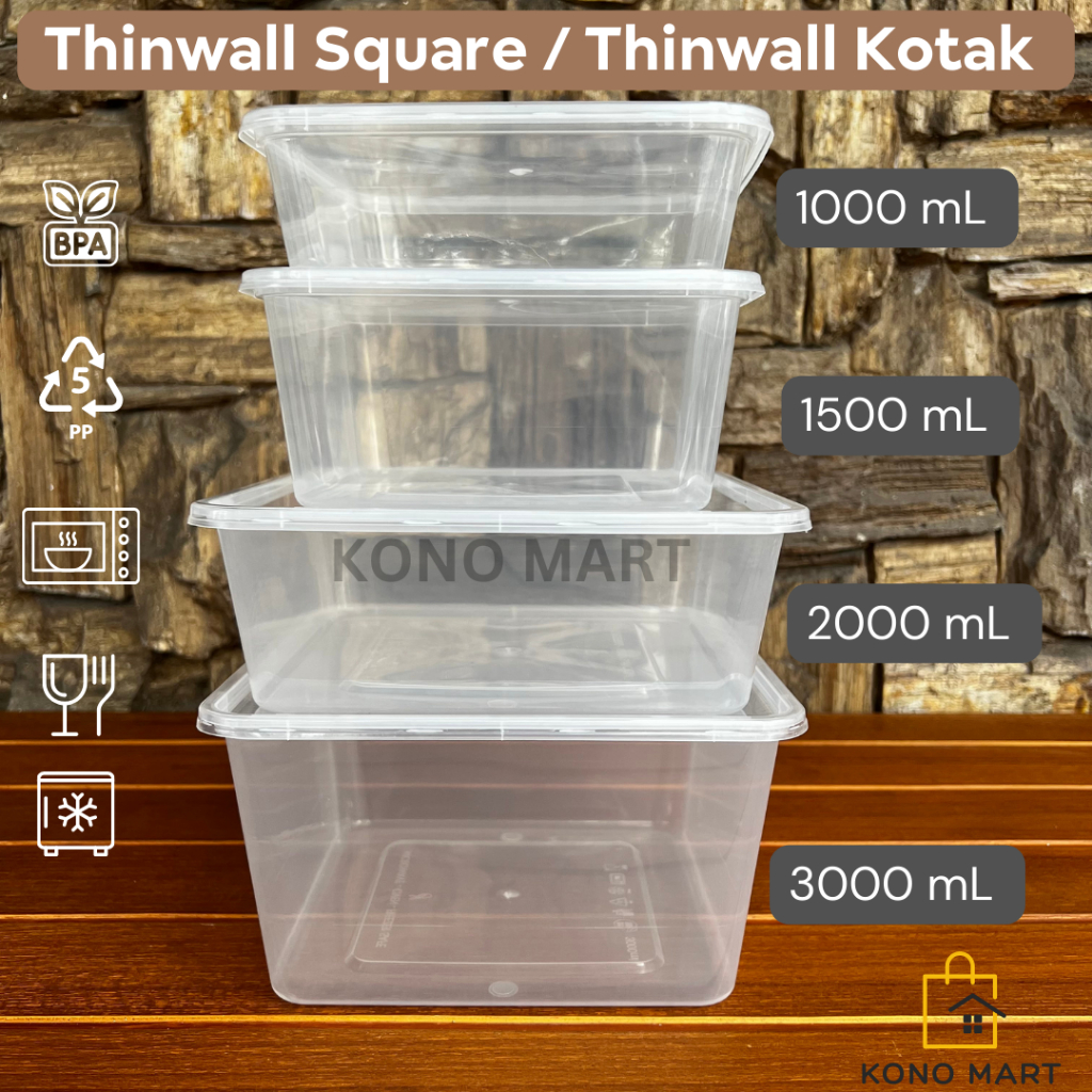 Jual [ECER MIN ORDER 5 PCS] Thinwall Merk Victory Square 1000ml 1500ml 2000ml 2400 ml 3000ml ...
