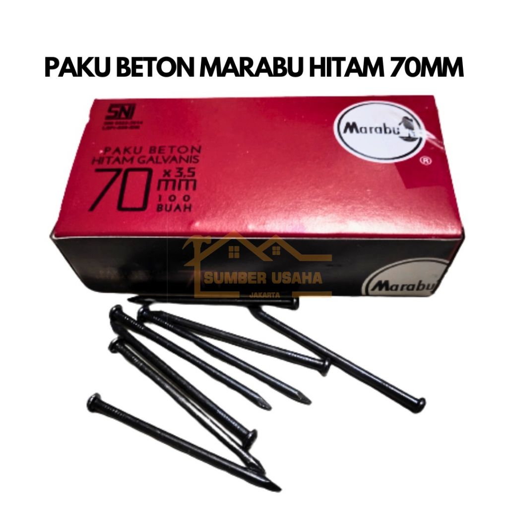 Jual PAKU BETON HITAM MARABU 70MM / PAKU BETON 7CM / STEEL FIXING PINS ...