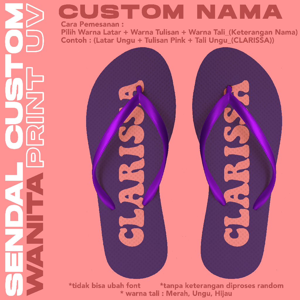 Jual SENDAL CUSTOM UKURAN WANITA & ANAK PEREMPUAN BISA CUSTOM GAMBAR ...