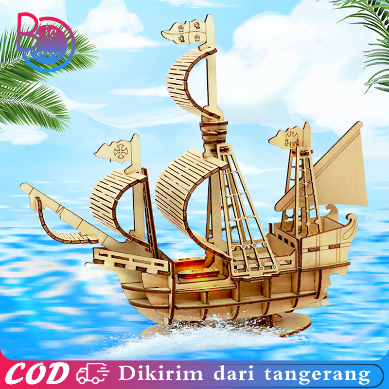 Jual Ship Model Kit Puzzle 3d Kayu Perahu Layar Model Kapal Bajak Laut ...
