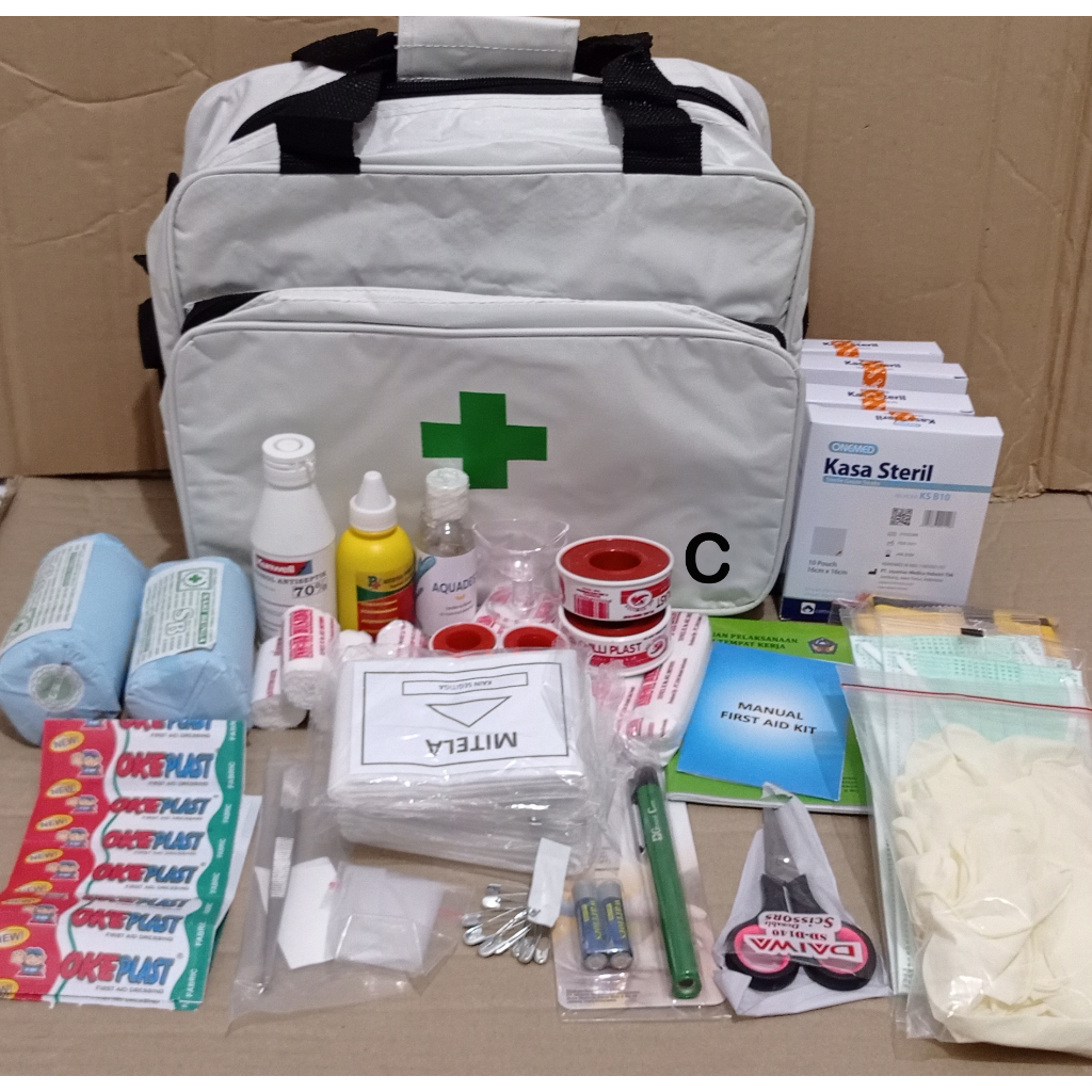 Jual Tas First Aid Kit P3K Tipe C Putih / White Bag Type C Lengkap Isi ...