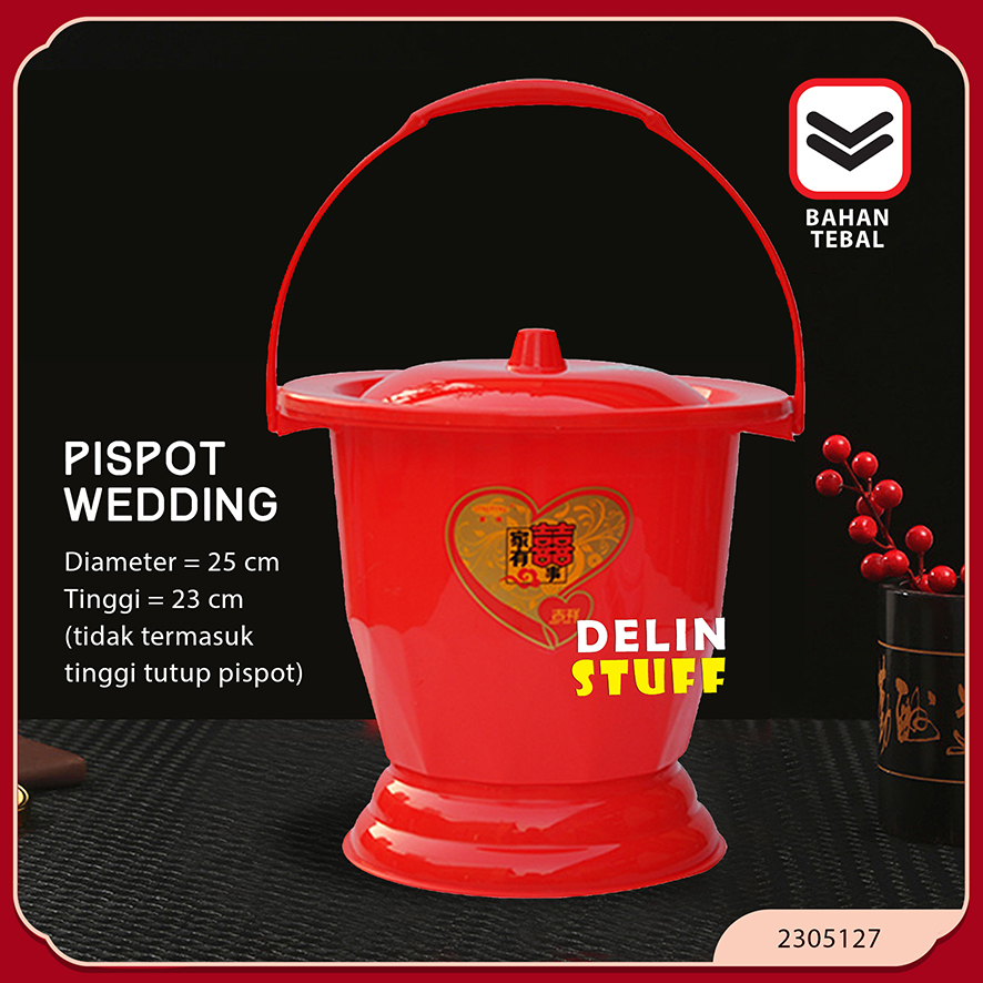 Jual Pispot Wedding Pispot Plastik + Penutup Shuang Xi Pispot Sangjit ...