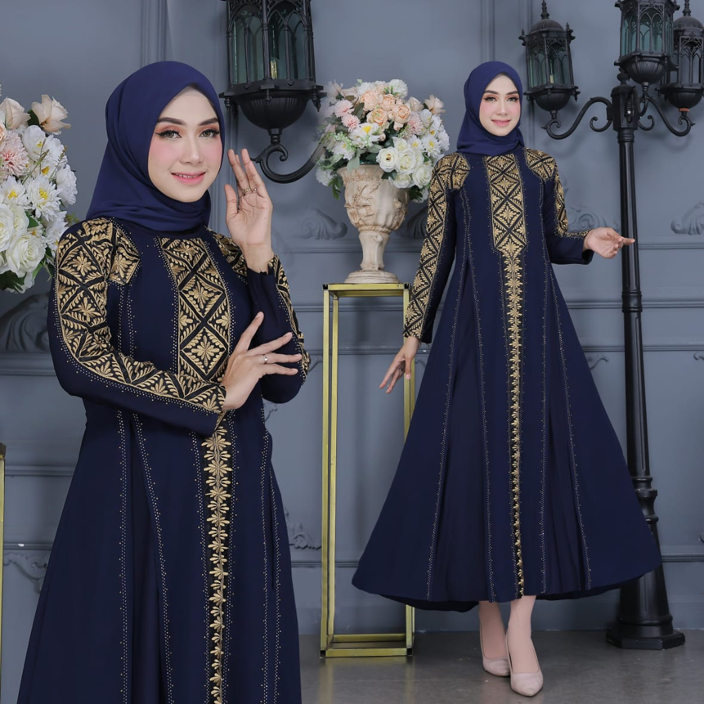 Jual GAMIS ABAYA BORDIR DAN PAYET HITAM DAN BERWARNA KODE 002 BAHAN ...