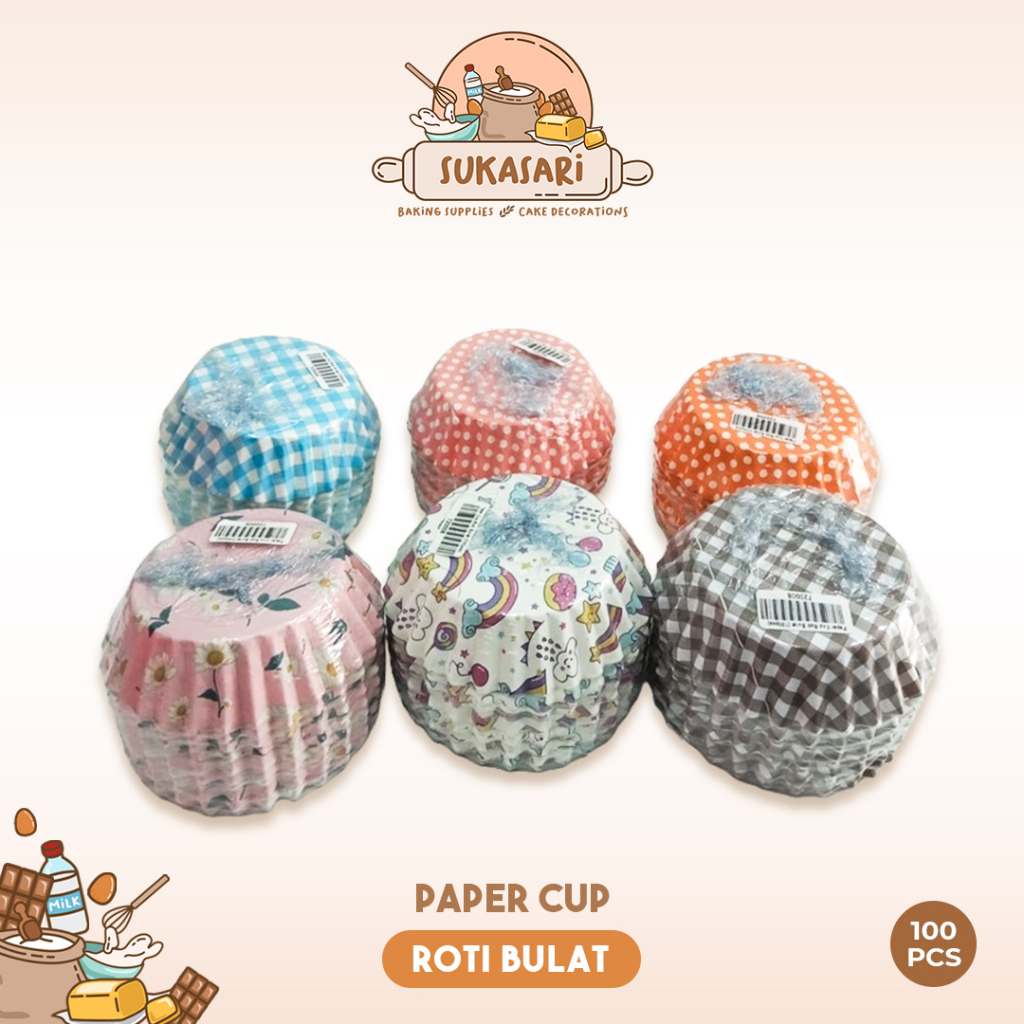 Jual Sukasari - Paper Cup Roti Bulat 100pcs / Kertas Alas Roti Kue Anti ...