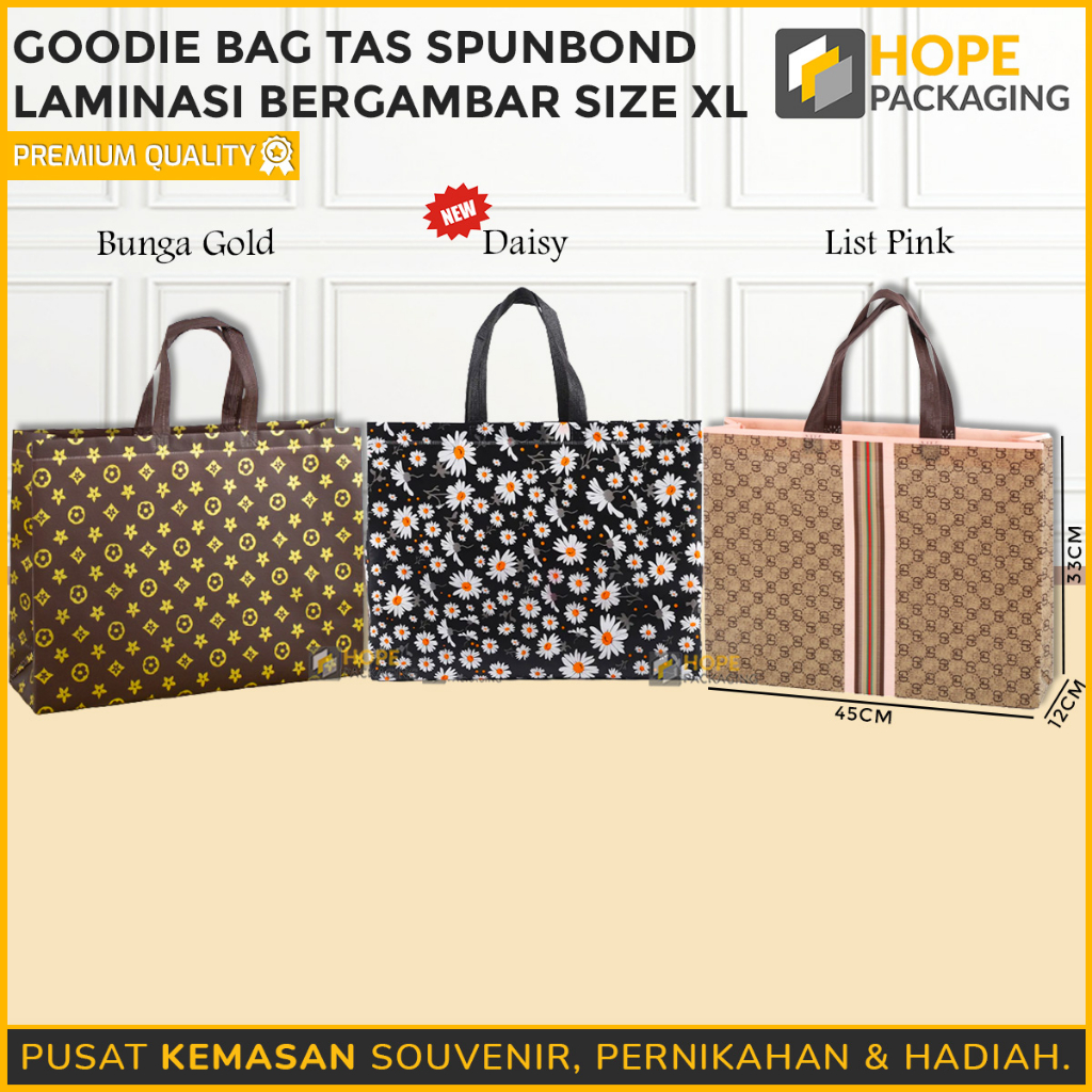 Jual Tas Spunbond Laminasi Mix Motif Size XL : 45x12x33cm Premium ...