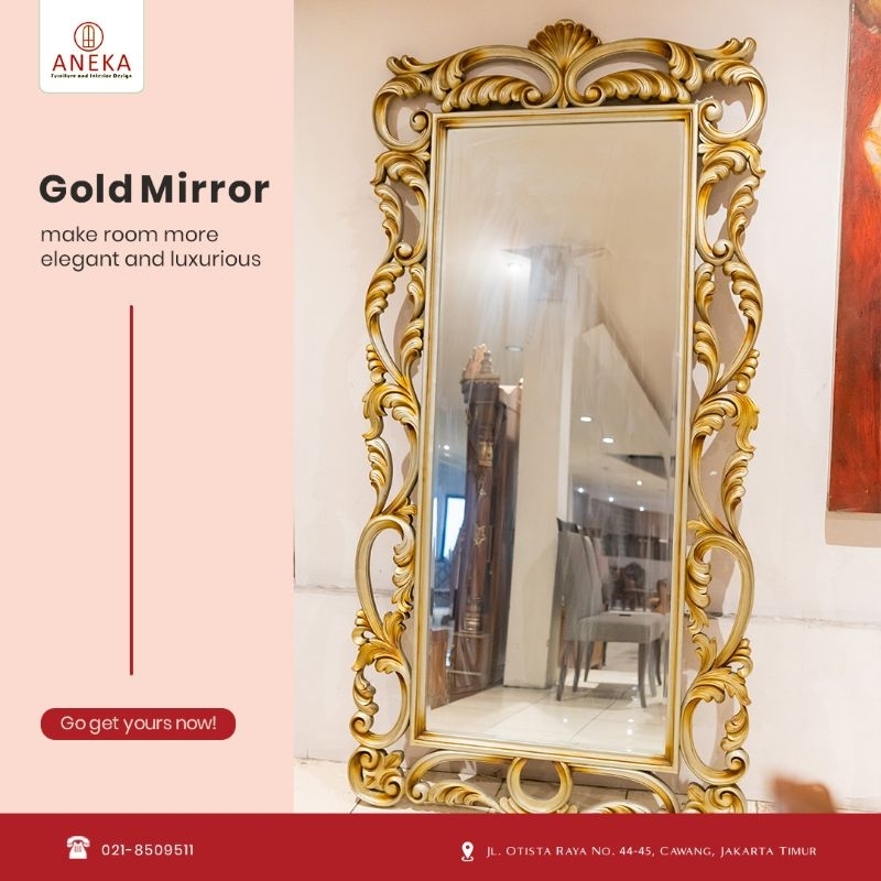 Jual 𝘼𝙉𝙀𝙆𝘼 Carving Gold Mirror Elegant/Cermin Full Body Besar/Standing ...