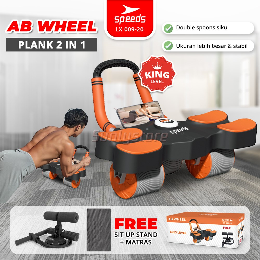 Jual SPEEDS AB Wheels Plank Trainer Ab Roller 2 Roda Automatic Rebound ...