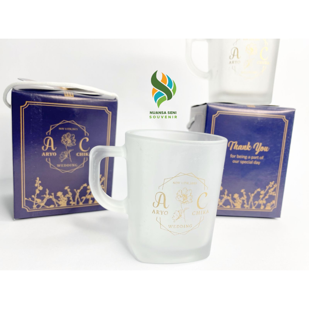 Jual Souvenir Gelas Kaca Kotak Cangkir Kopi Gagang Kaca Mug Teh Beling ...