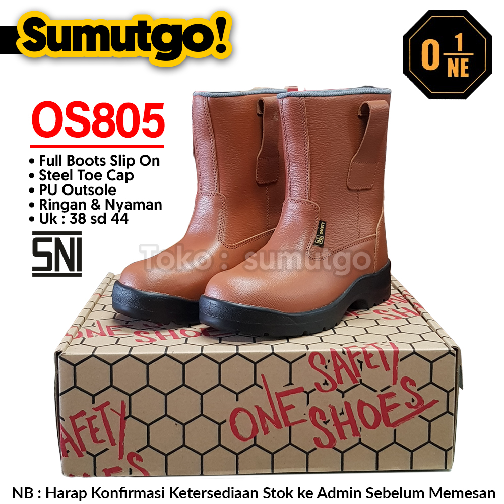 Jual [ Terbaru ] Sepatu Safety Boots Murah One Safety OS805 Coklat Standard SNI / Safety Shoes ...