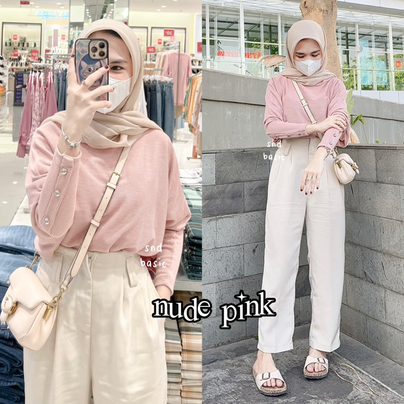 Jual BATWING KNIT BUTTON TOP | ATASAN WANITA BLUS LENGAN KANCING RAJUT ...