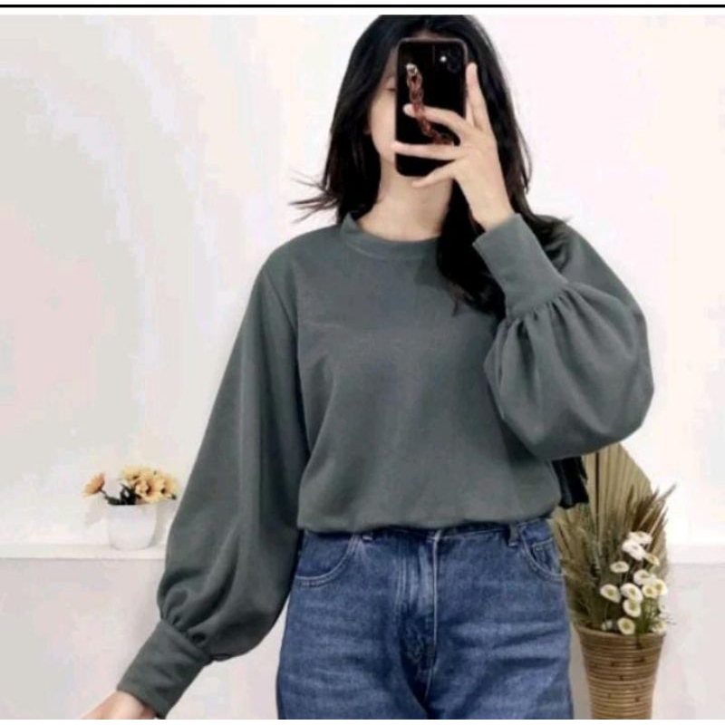 Jual KAOS LENGAN BALON//KAOS LENGAN BALON BAHAN SCUBA PREMIUM//KAOS ...