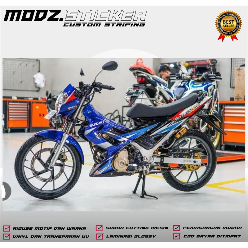 Jual sticker striping Suzuki Satria fu CBU thailand 2004-2006 biru ...