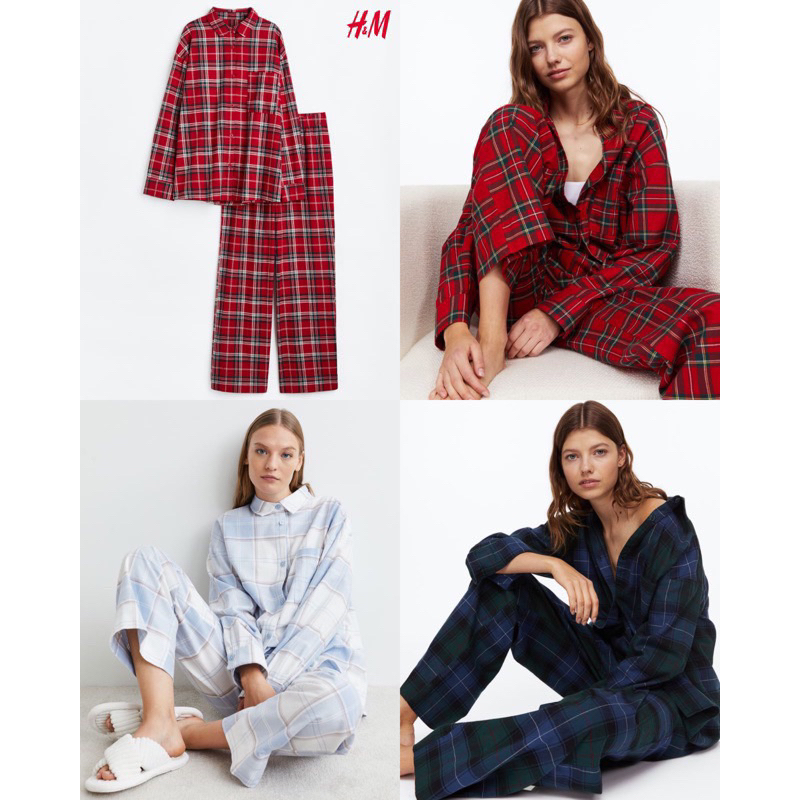 Jual Plaid Flannel Pajamas Set | Shopee Indonesia