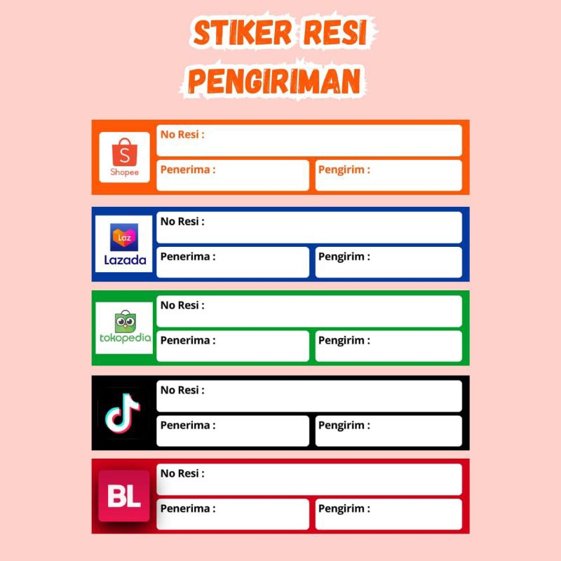 Jual STIKER RESI PENGIRIMAN MARKETPLACE/STIKER RESI SHOPEE/STIKER RESI ...