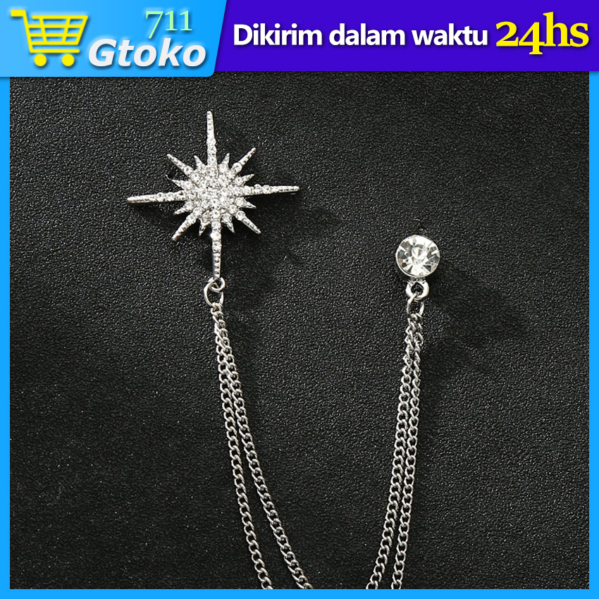 Jual Lapel Pin Bros Jas Rantai Rumbai Bintang Brooch Pria Wanita ...