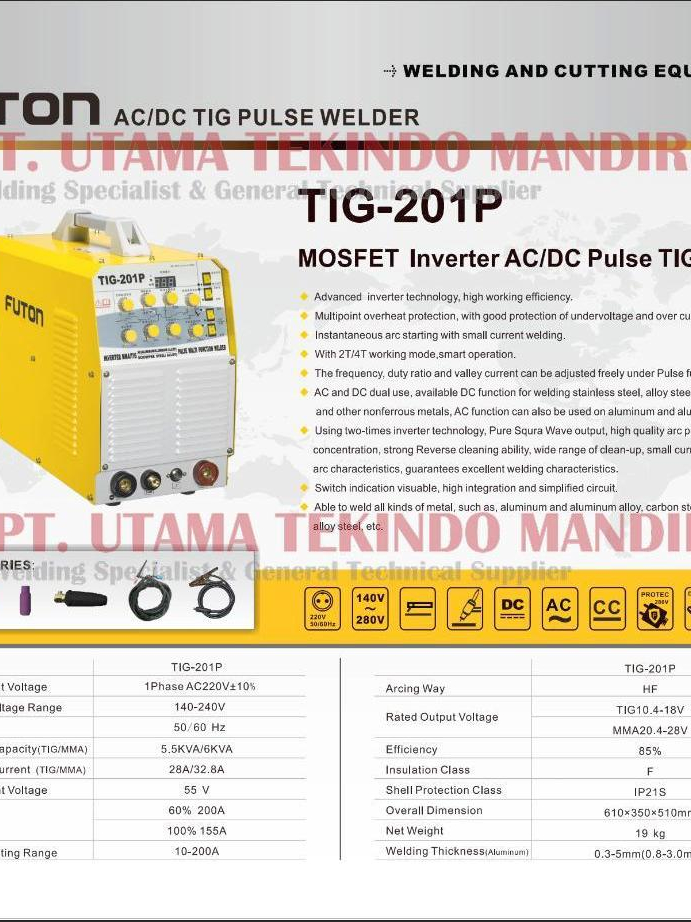 Jual FUTON Mesin Las TIG 201P(tersedia jg Futon type lainnya) Inverter AC/DC Mesin Las Listrik ...