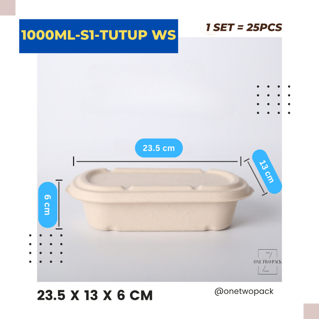 Jual [25 pcs] Take Away Box Kotak Makan Bagasse 500 / 700 / 1000 mL | Wheat Straw | Wadah ...